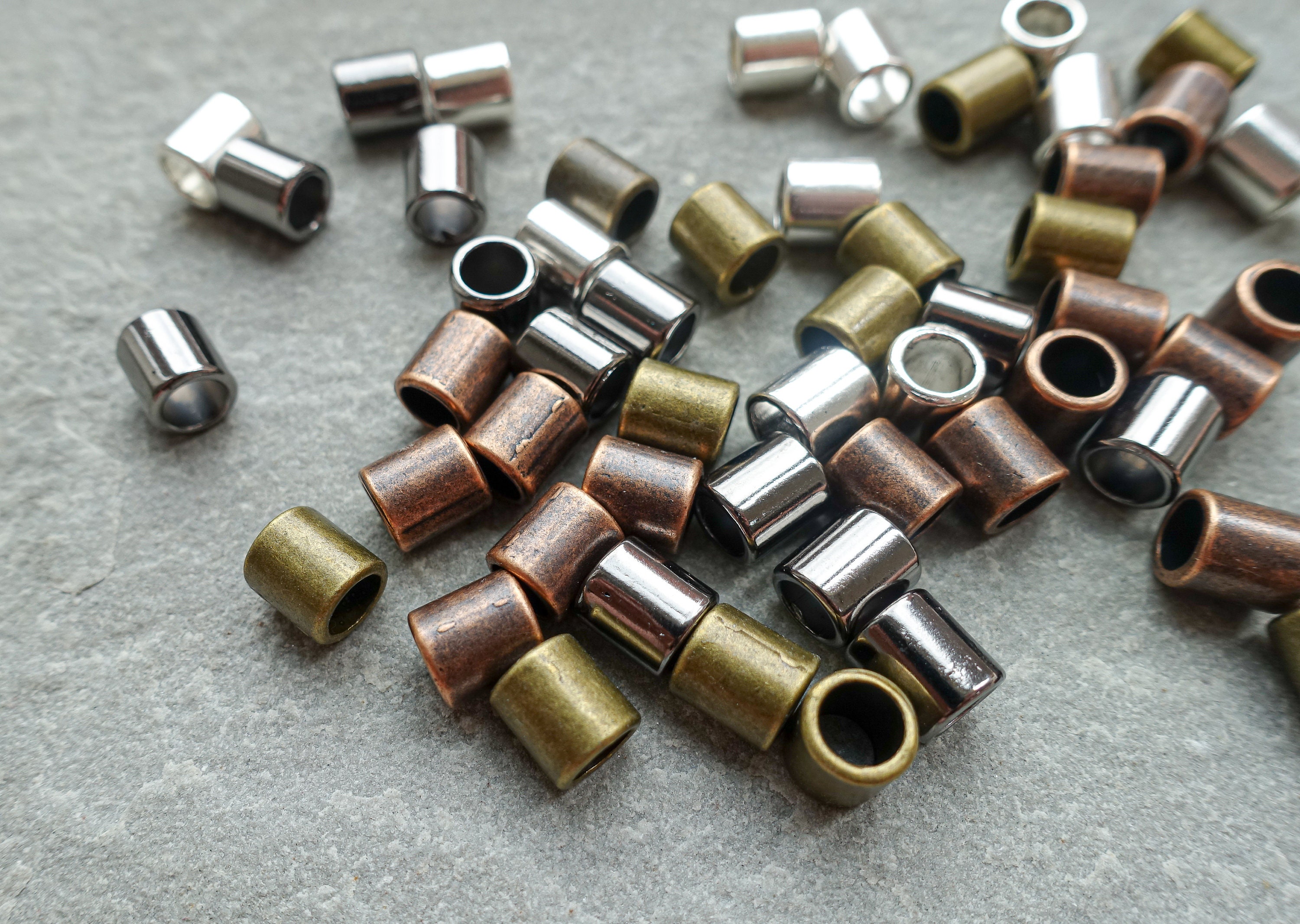 4 Colours - Column Tube Beads, Large Hole Tube Beads, Ring Beads ...