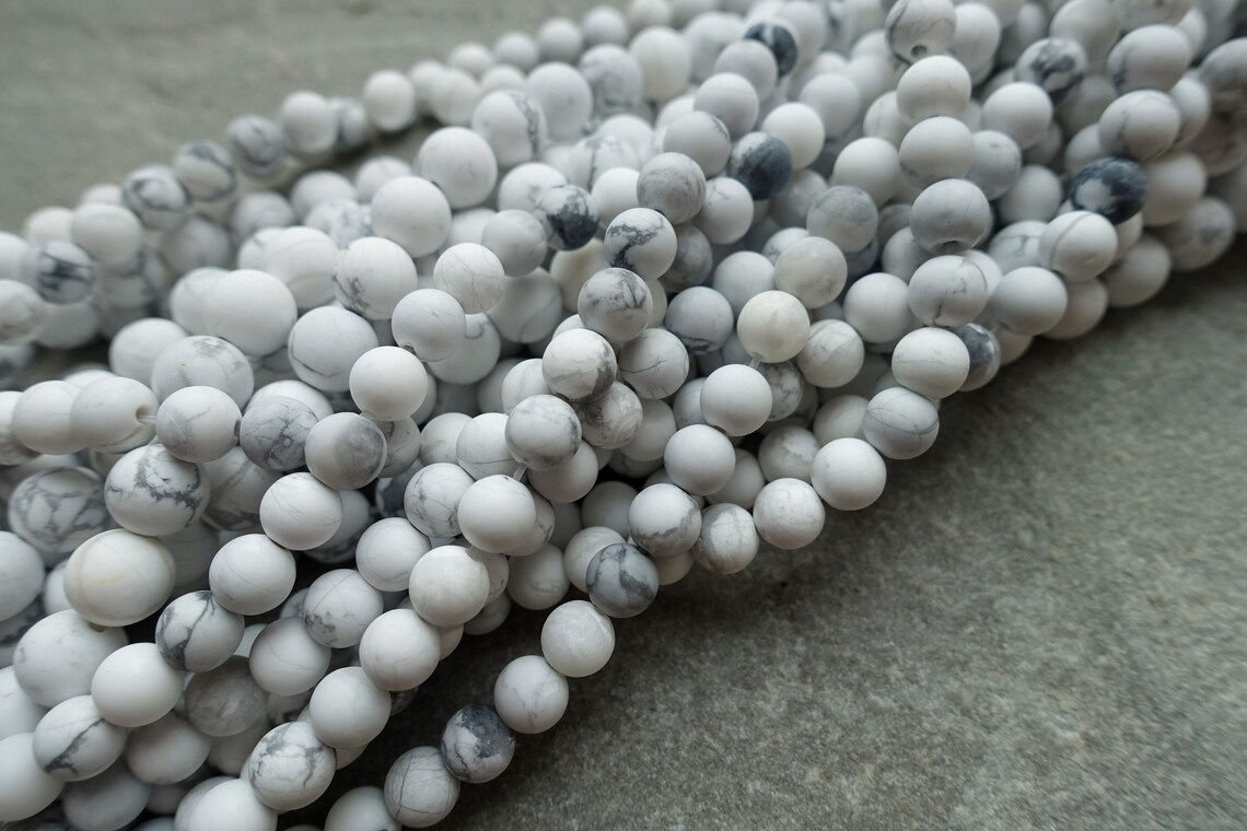 4 Sizes Natural White Frosted Howlite Beads Matte Marble - Etsy