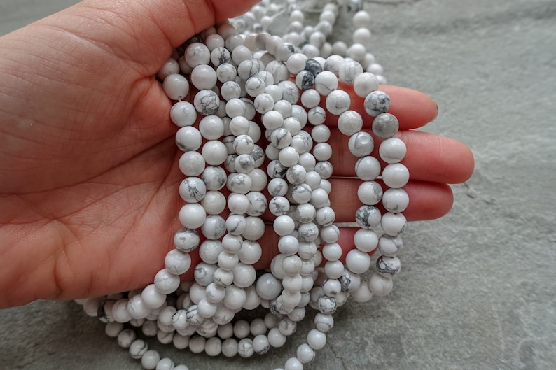 3 Sizes Natural White Howlite Beads Marble Effect 4mm 6mm | Etsy