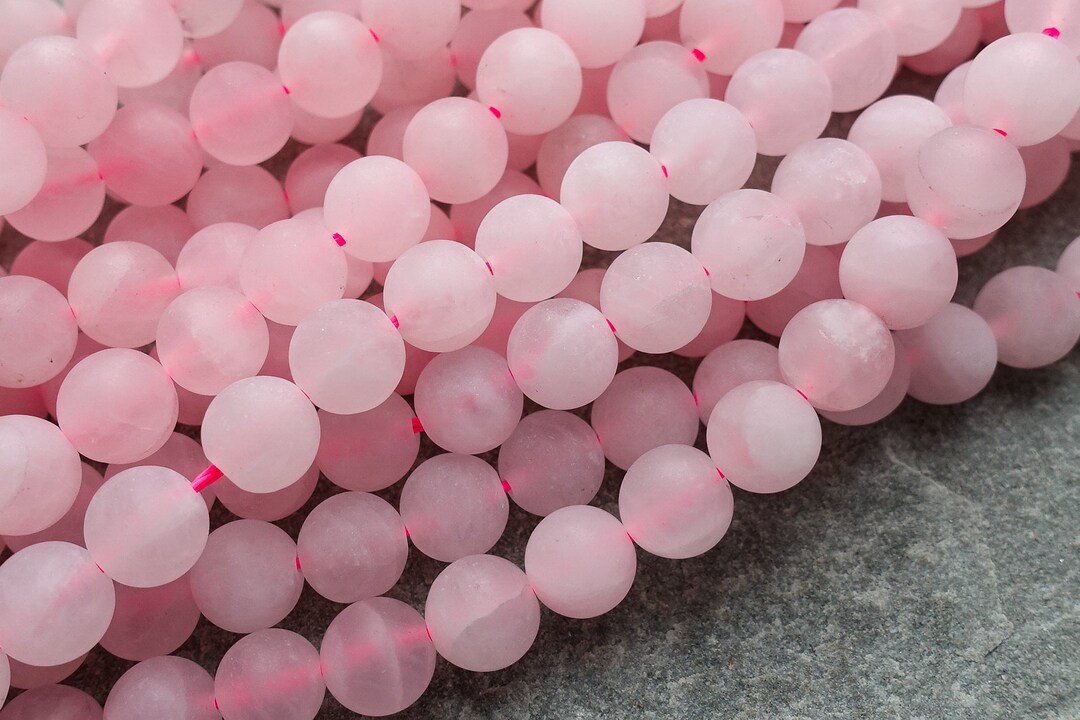 4 Sizes - Frosted Matte Rose Quartz Beads, Matte Round Gemstone Beads ...
