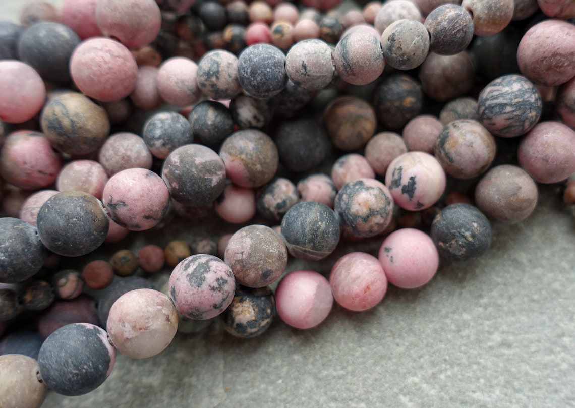 3 Sizes Natural Frosted Rhodonite Jasper Beads 4mm 6mm 8mm - Etsy