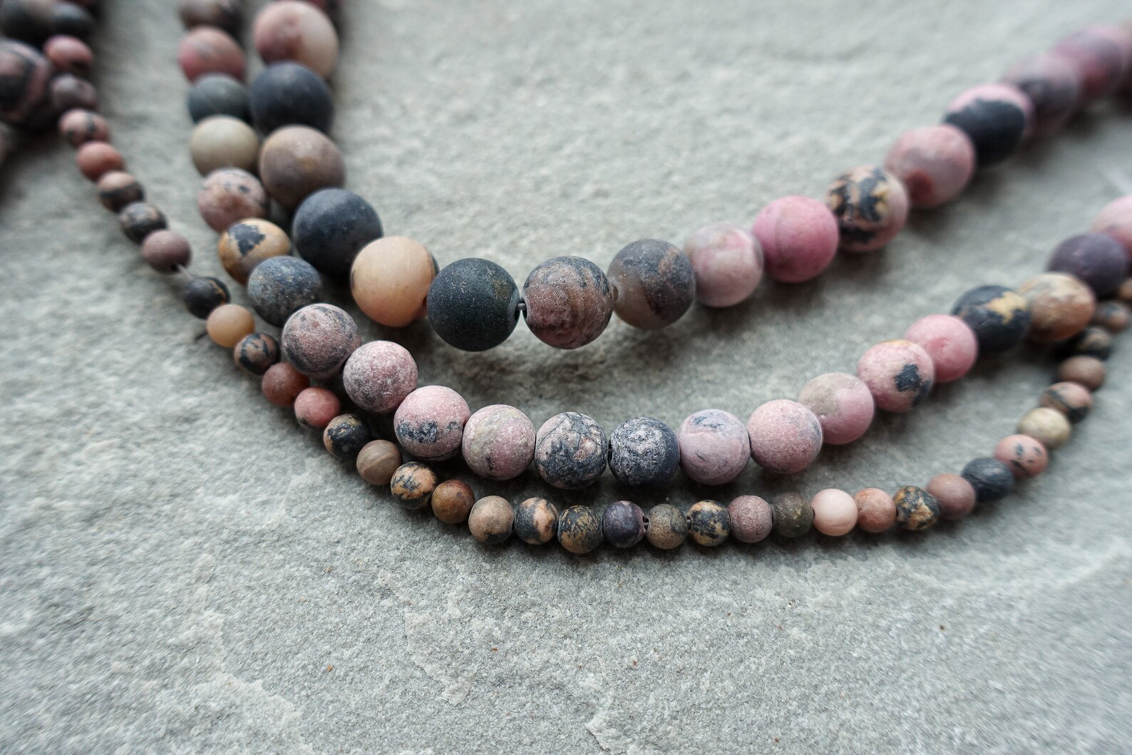 Natural Frosted Rhodonite Jasper Beads, 4mm 6mm 8mm Gemstone Matte ...
