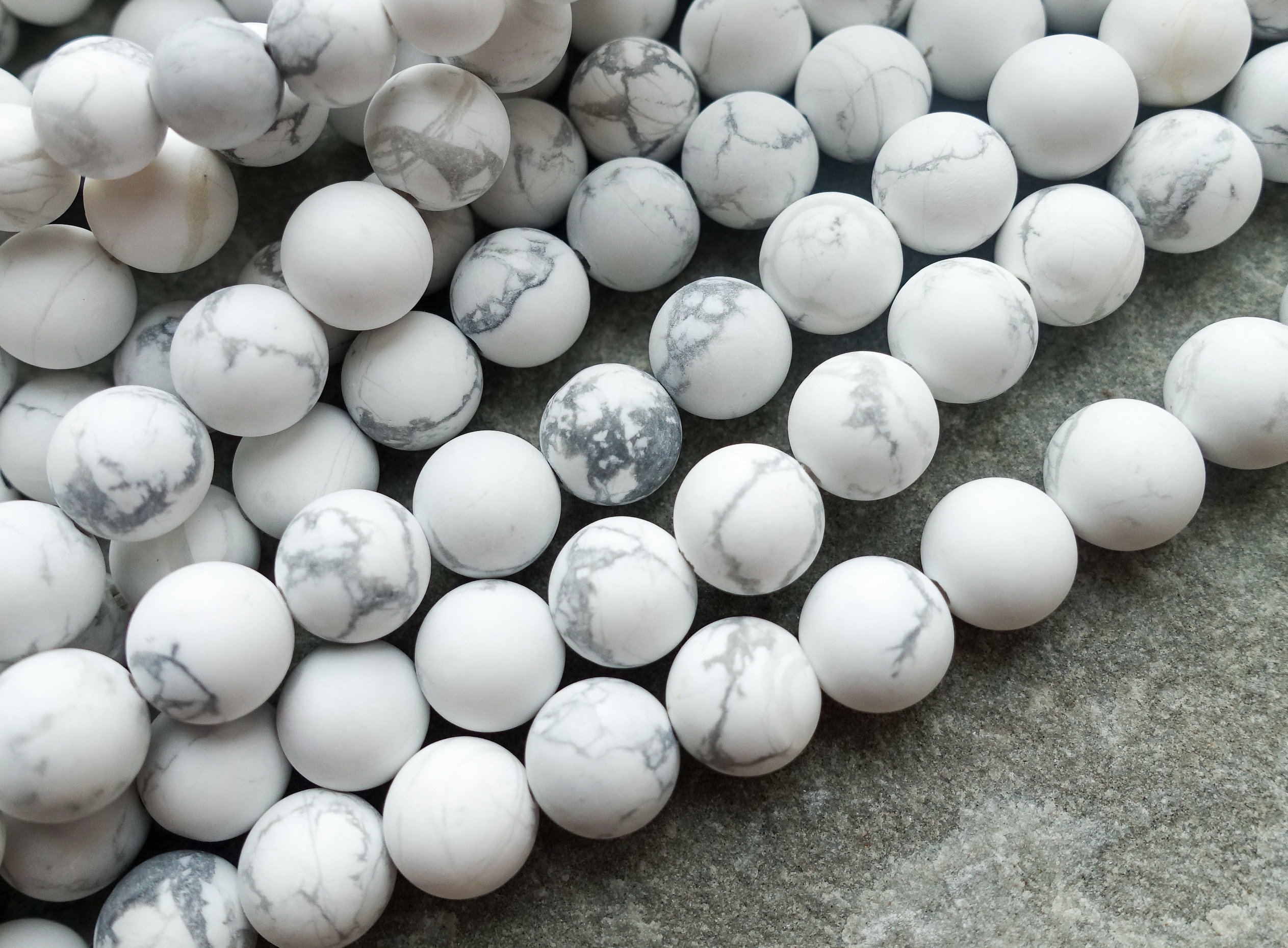 4 Sizes Natural White Frosted Howlite Beads Matte Marble | Etsy