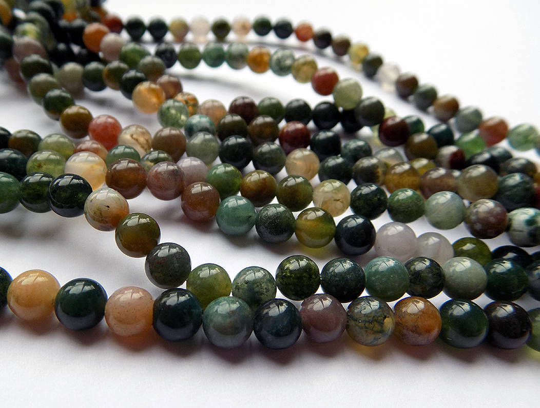 4 Sizes - Natural Indian Agate Beads, Green Shiny Agate Beads, Moss ...