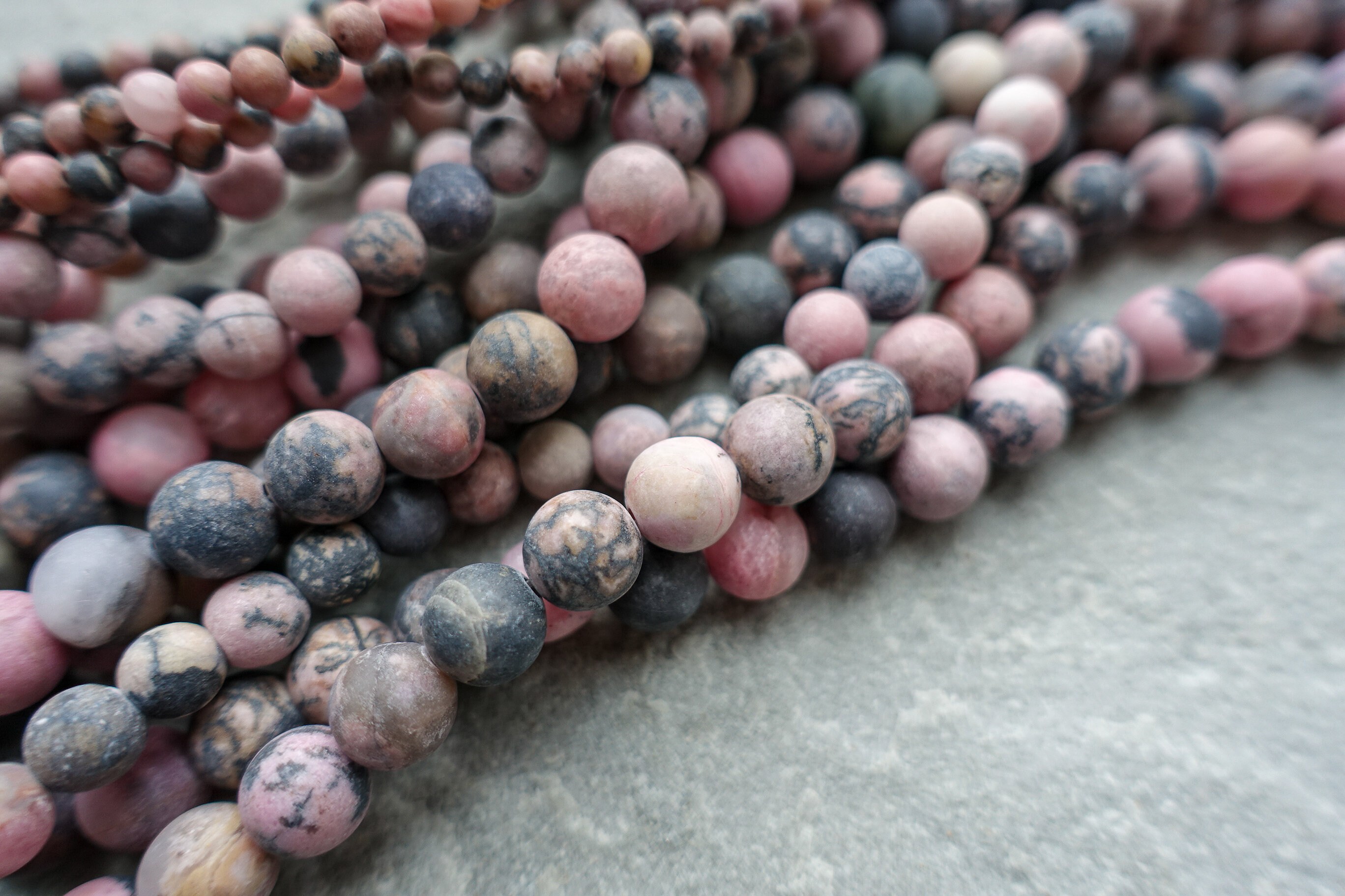 Natural Frosted Rhodonite Jasper Beads, 4mm 6mm 8mm Gemstone Matte ...