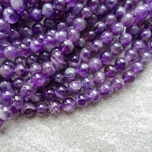 4 Sizes - Natural Amethyst Round Beads, AB Grade 4mm 6mm 8mm 10mm ...