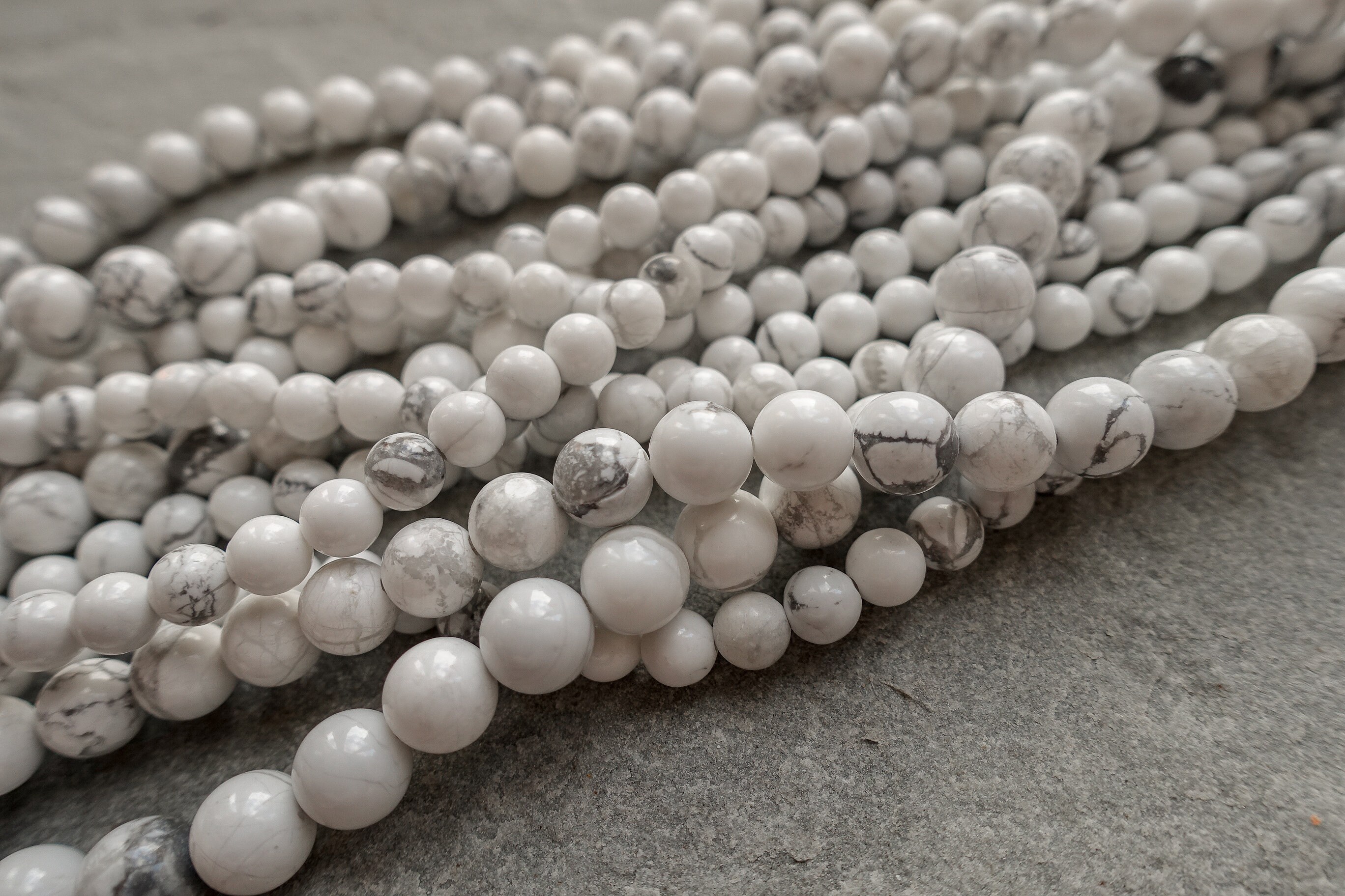 3 Sizes - Natural White Howlite Beads, Marble Effect, 4mm 6mm 8mm Beads ...