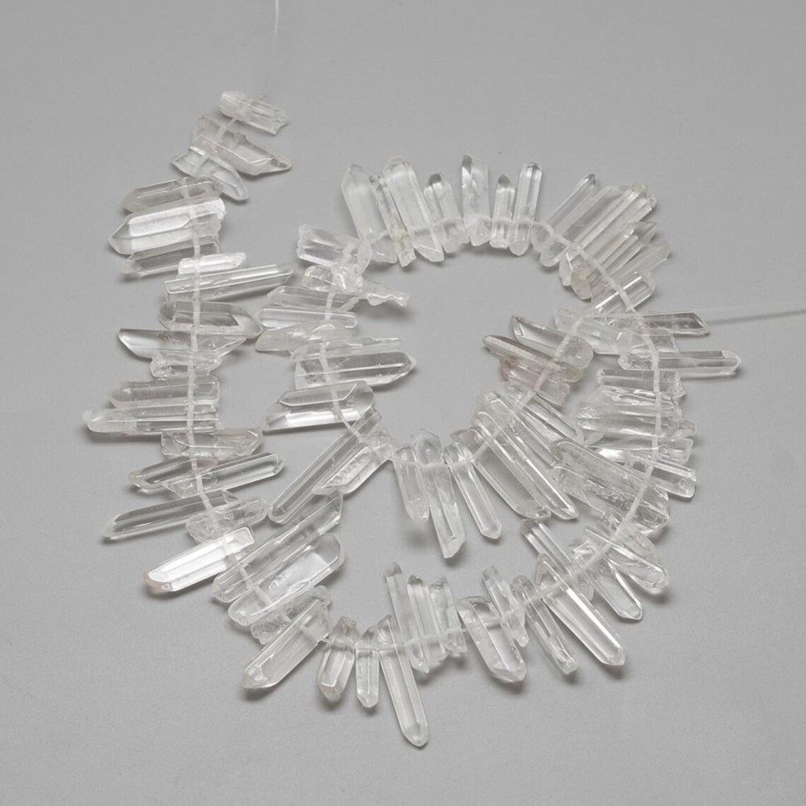 Natural Clear Crystal Stick Point Quartz Beads, Spike Raw Quartz Beads ...