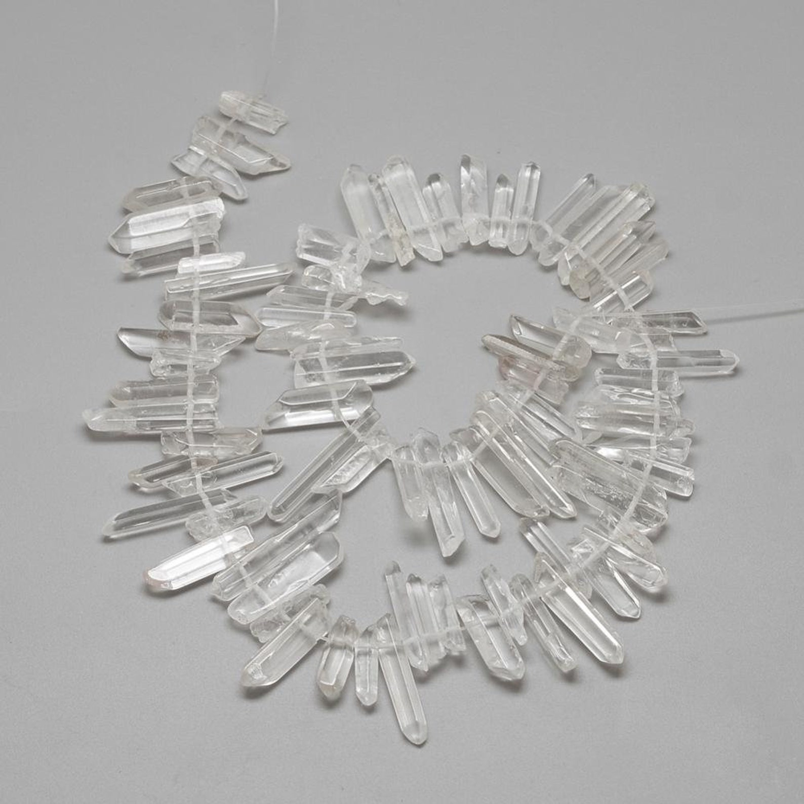 Natural Clear Crystal Stick Point Quartz Beads, Spike Raw Quartz Beads ...