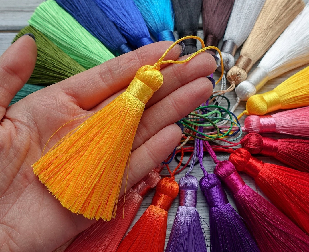 25 Colours - 8cm Silk Mala Tassel, High Quality Tassels With Loop ...