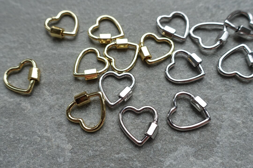 Heart Screw Carabiner Lock Charms, Heart Connector, Brass Finding Craft ...