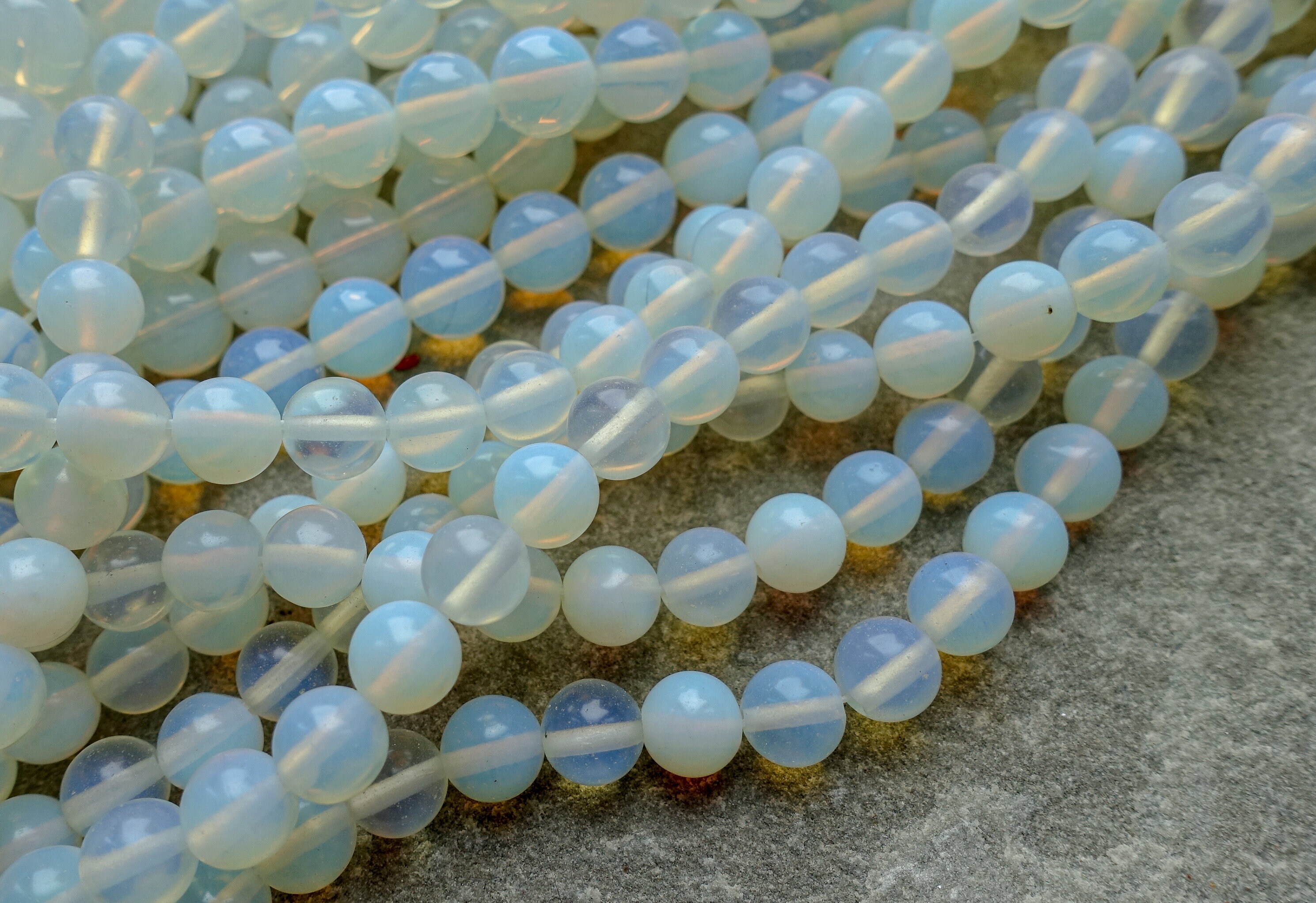 4 Sizes - Manmade Opal Opalite Milky Glass Round Beads, 4mm 6mm 8mm ...
