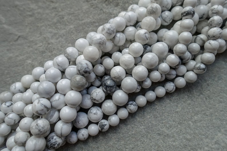3 Sizes - Natural White Howlite Beads, Marble Effect, 4mm 6mm 8mm Beads ...