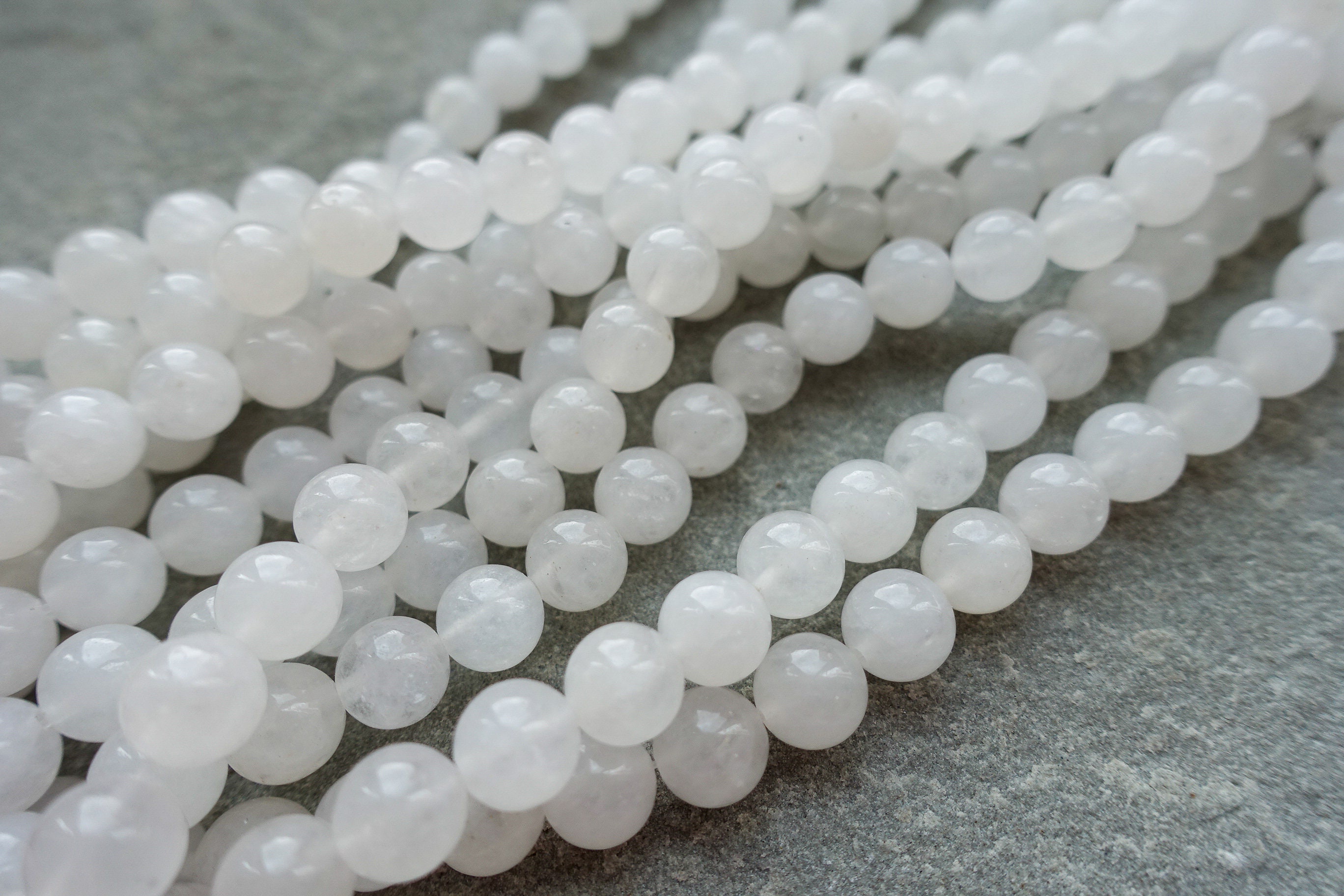 3 Sizes Natural White Jade Beads 4mm 6mm 8mm Gemstone Round | Etsy