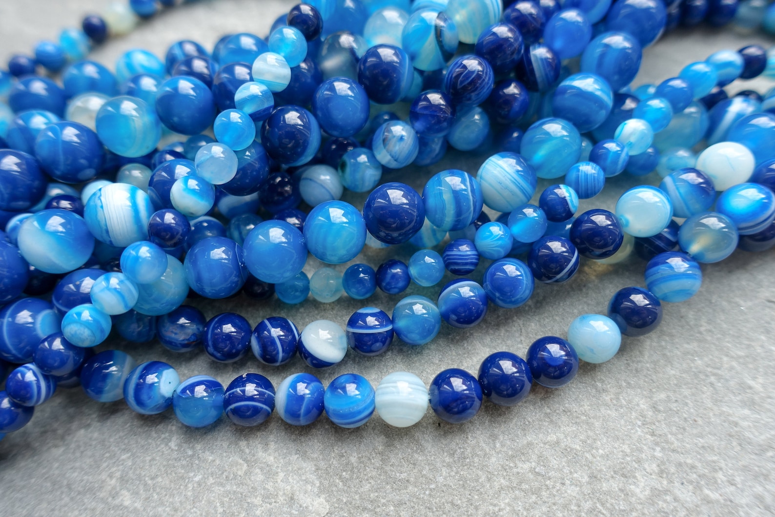 3 Sizes - Coloured Blue Agate Beads, Gemstone Agate, 6mm 8mm 10mm Round ...
