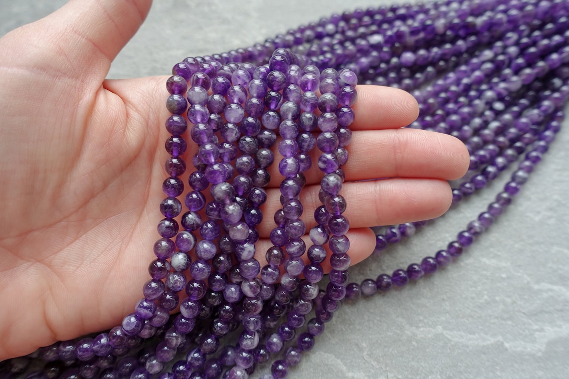 4 Sizes Natural Amethyst Round Beads AB Grade 4mm 6mm 8mm | Etsy