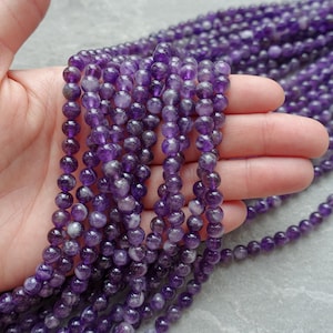 4 Sizes - Natural Amethyst Round Beads, AB Grade 4mm 6mm 8mm 10mm ...
