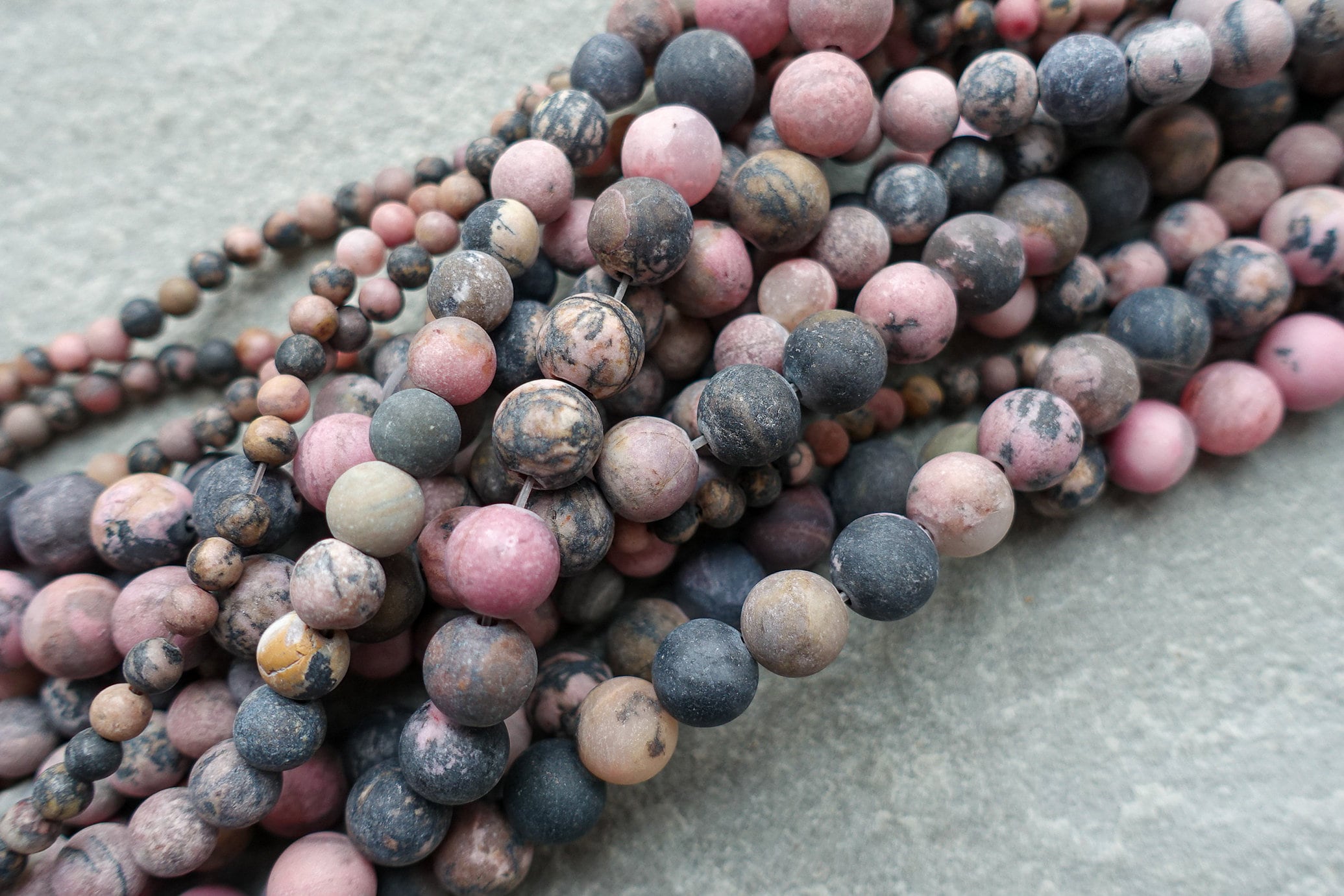 3 Sizes Natural Frosted Rhodonite Jasper Beads 4mm 6mm 8mm - Etsy