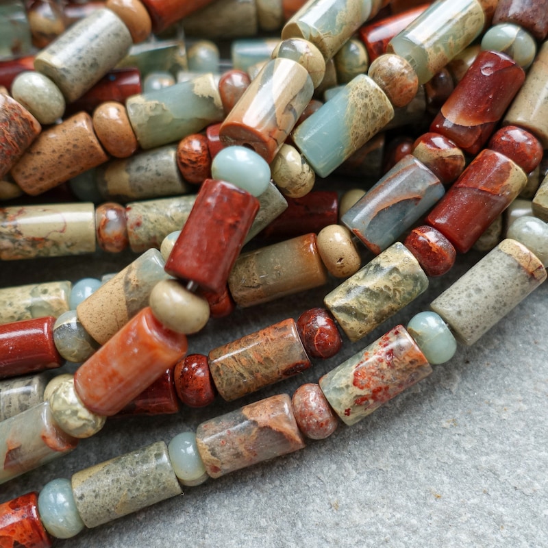 Ocean Jasper Tube Bead - Etsy UK