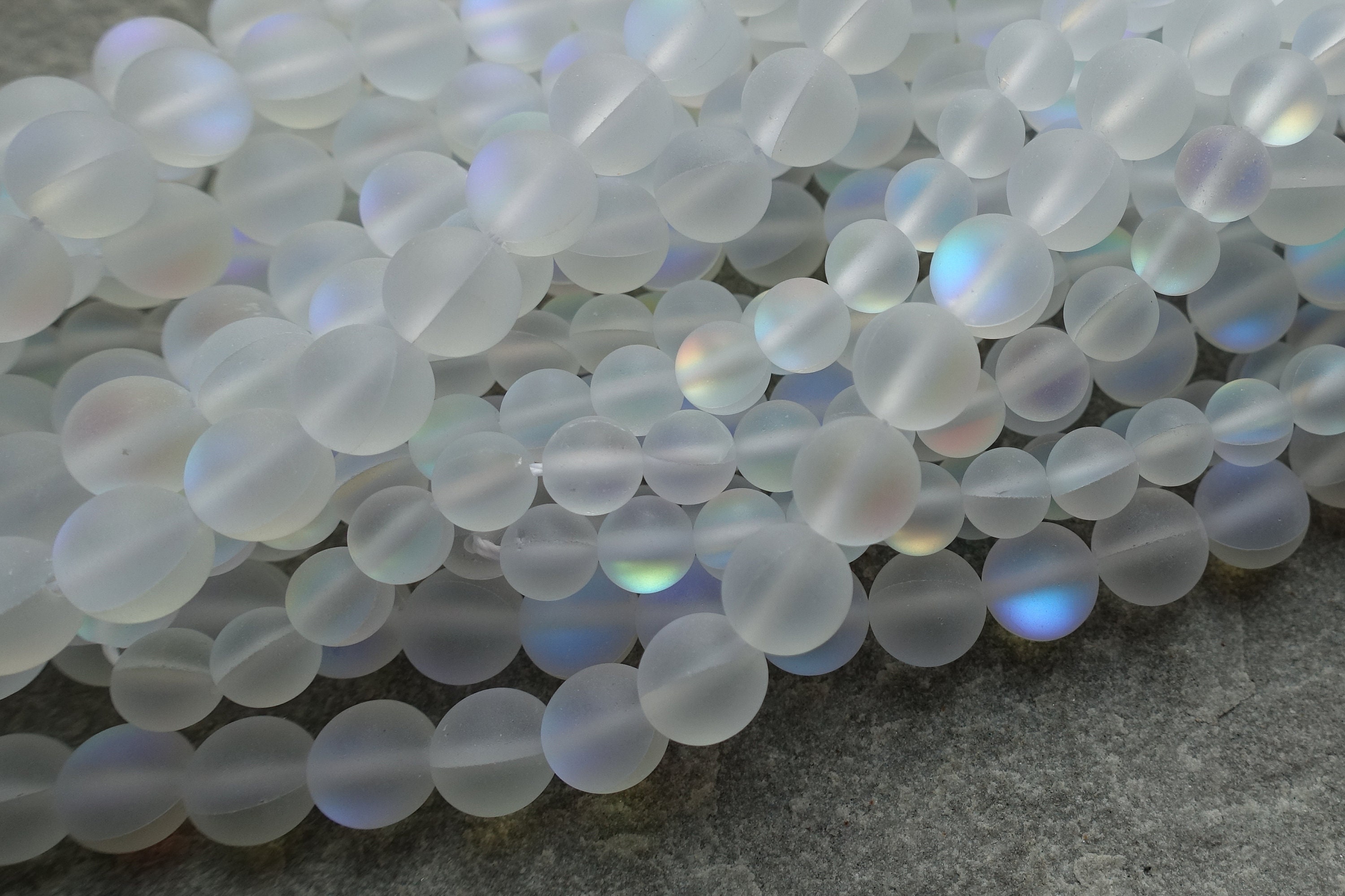 3 Sizes - Synthetic Moonstone Beads With Iridescent Effect, 6mm 8mm ...