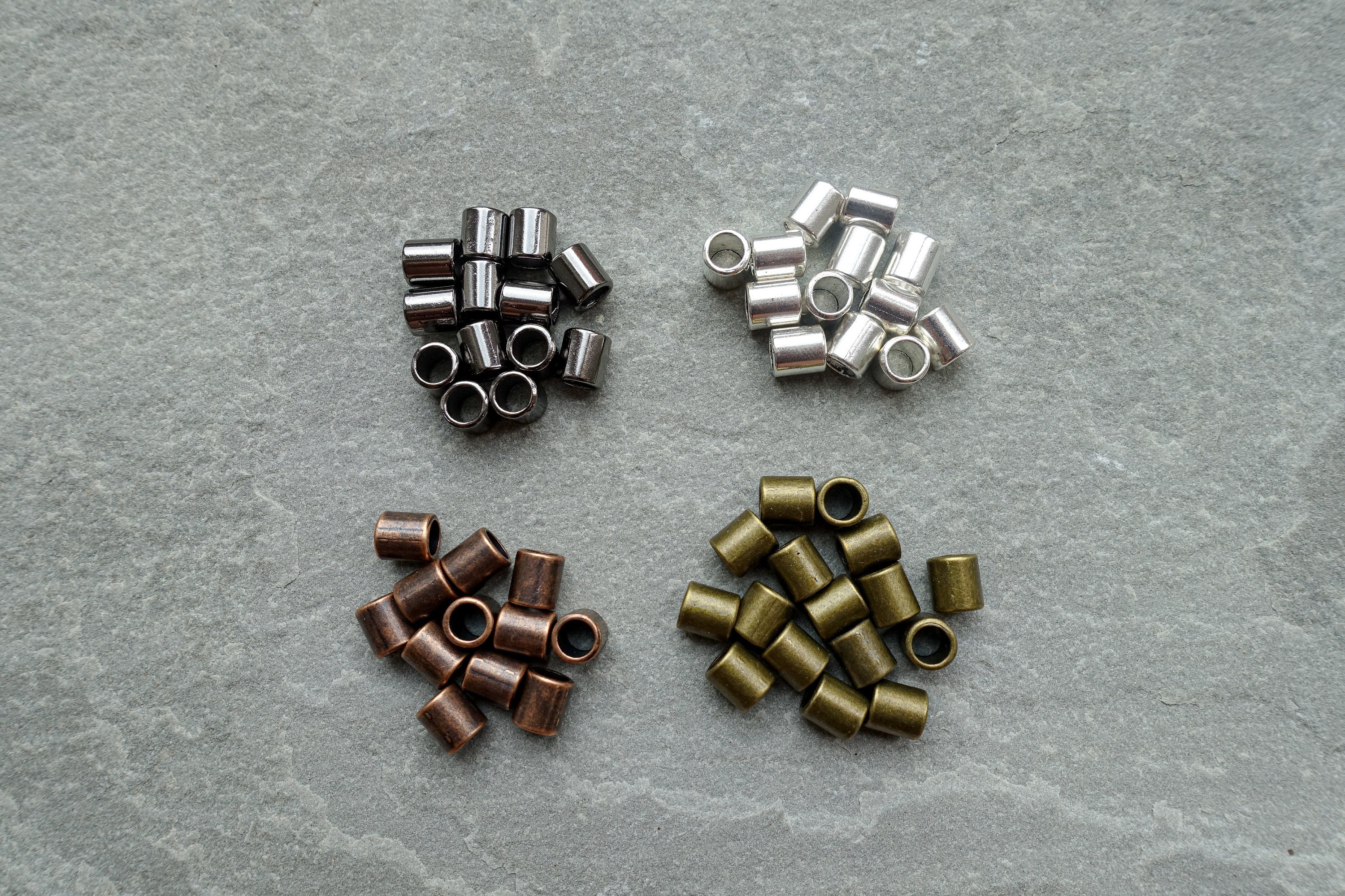 4 Colours - Column Tube Beads, Large Hole Tube Beads, Ring Beads ...