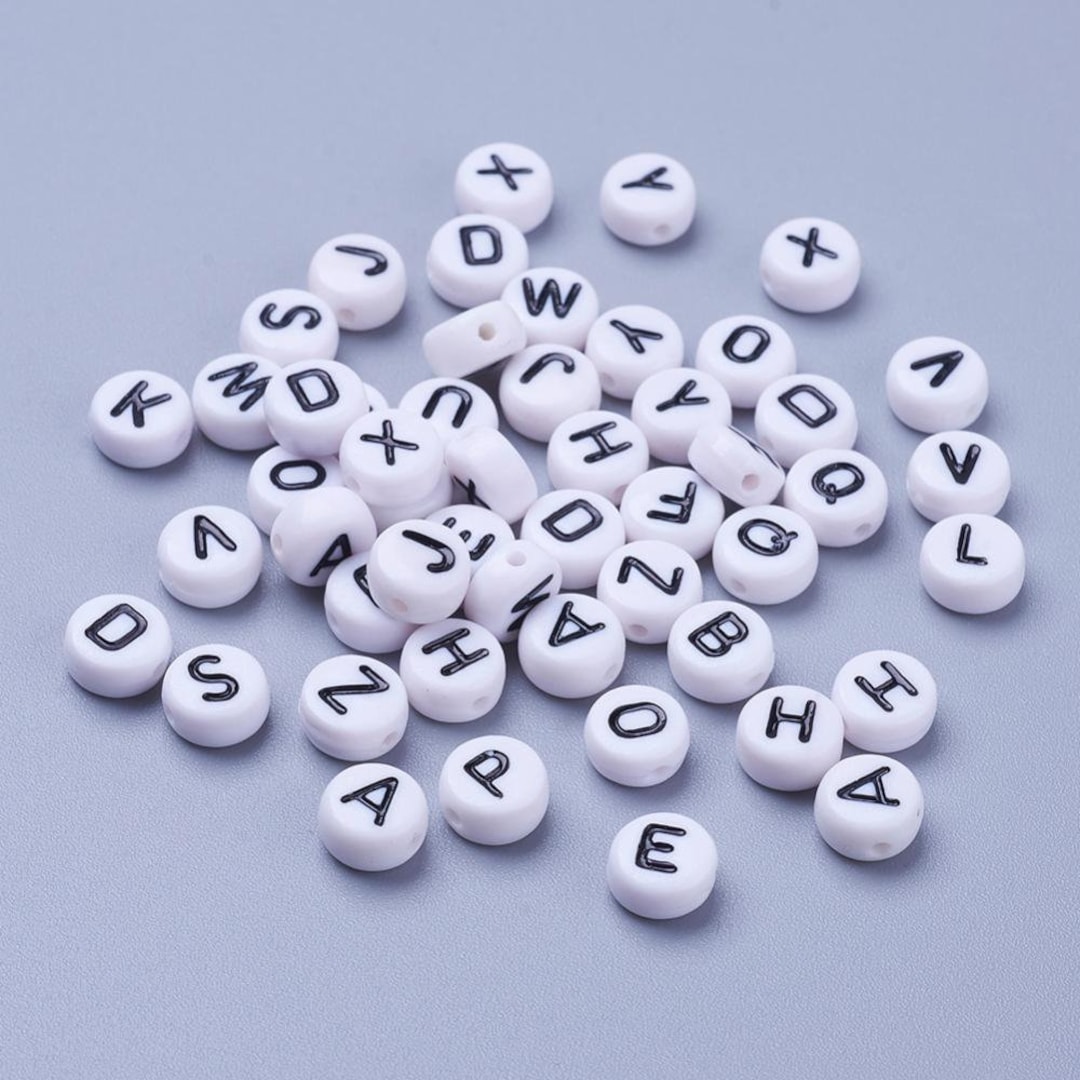50% 7mm Round Alphabet Beads, Kids Letter Beads, Round Acrylic Name ...