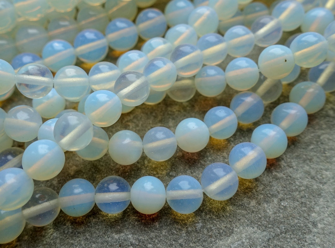 4 Sizes - Manmade Opal Opalite Milky Glass Round Beads, 4mm 6mm 8mm ...