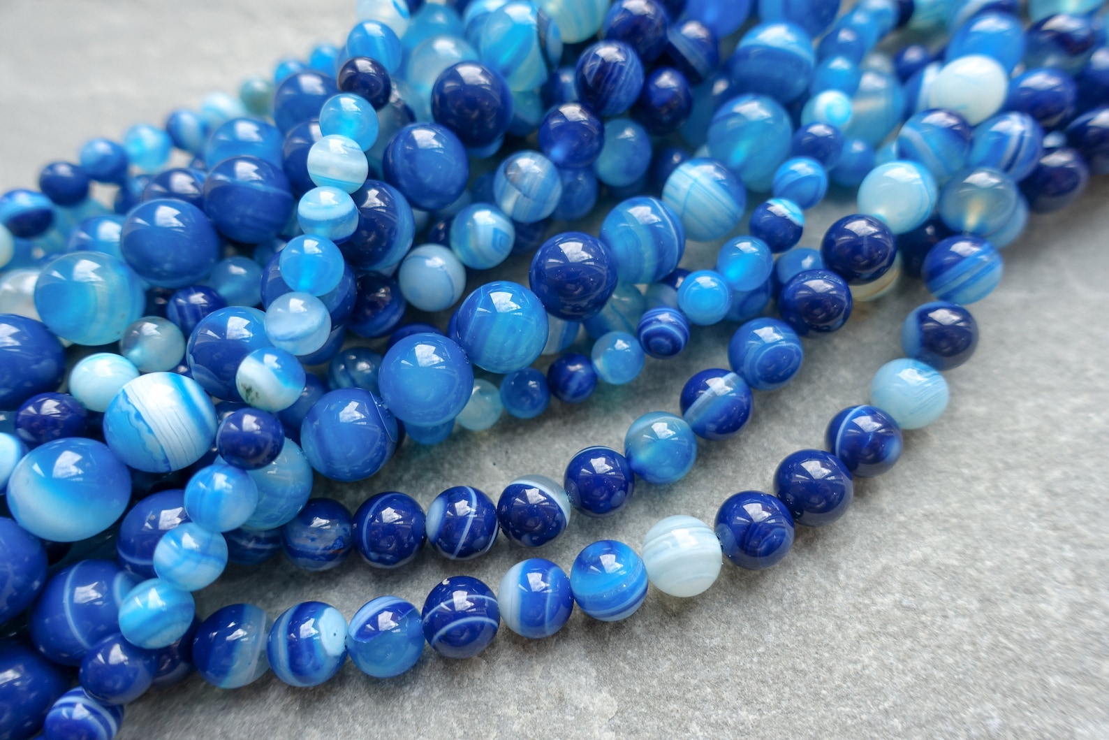 3 Sizes - Coloured Blue Agate Beads, Gemstone Agate, 6mm 8mm 10mm Round ...