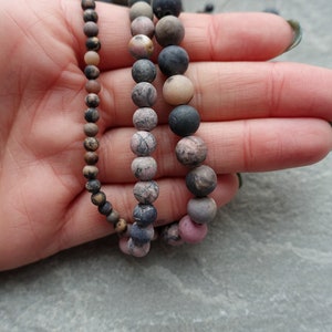 Natural Frosted Rhodonite Jasper Beads, 4mm 6mm 8mm Gemstone Matte ...