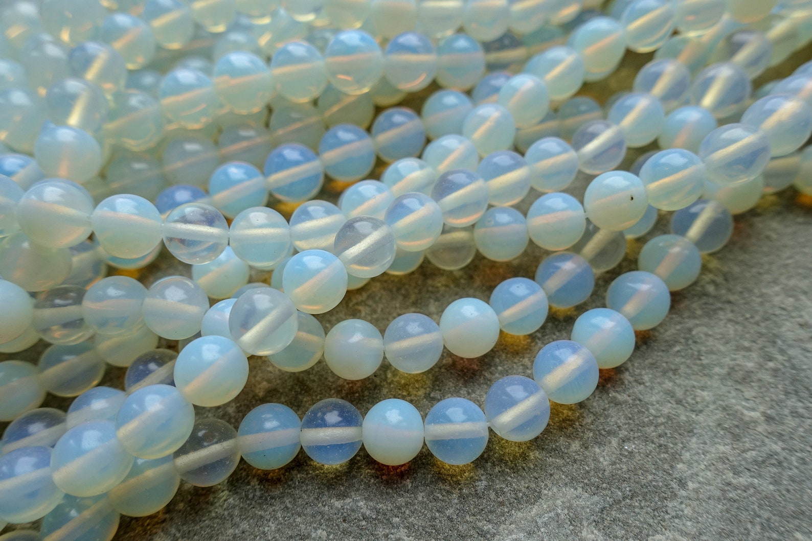 4 Sizes - Manmade Opal Opalite Milky Glass Round Beads, 4mm 6mm 8mm ...