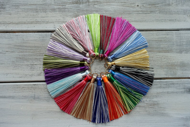 7cm Polyester Mixed Color Tassels With Attachment Jump Ring, Multocolor ...