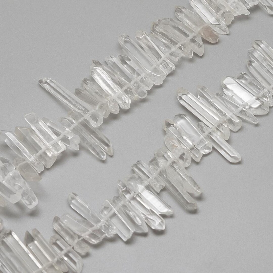 Natural Clear Crystal Stick Point Quartz Beads, Spike Raw Quartz Beads ...