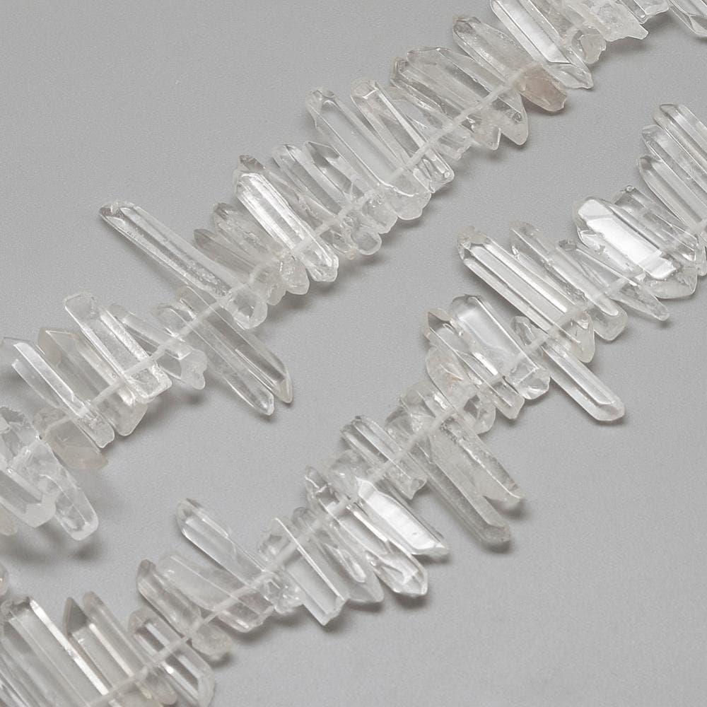 Natural Clear Crystal Stick Point Quartz Beads, Spike Raw Quartz Beads ...