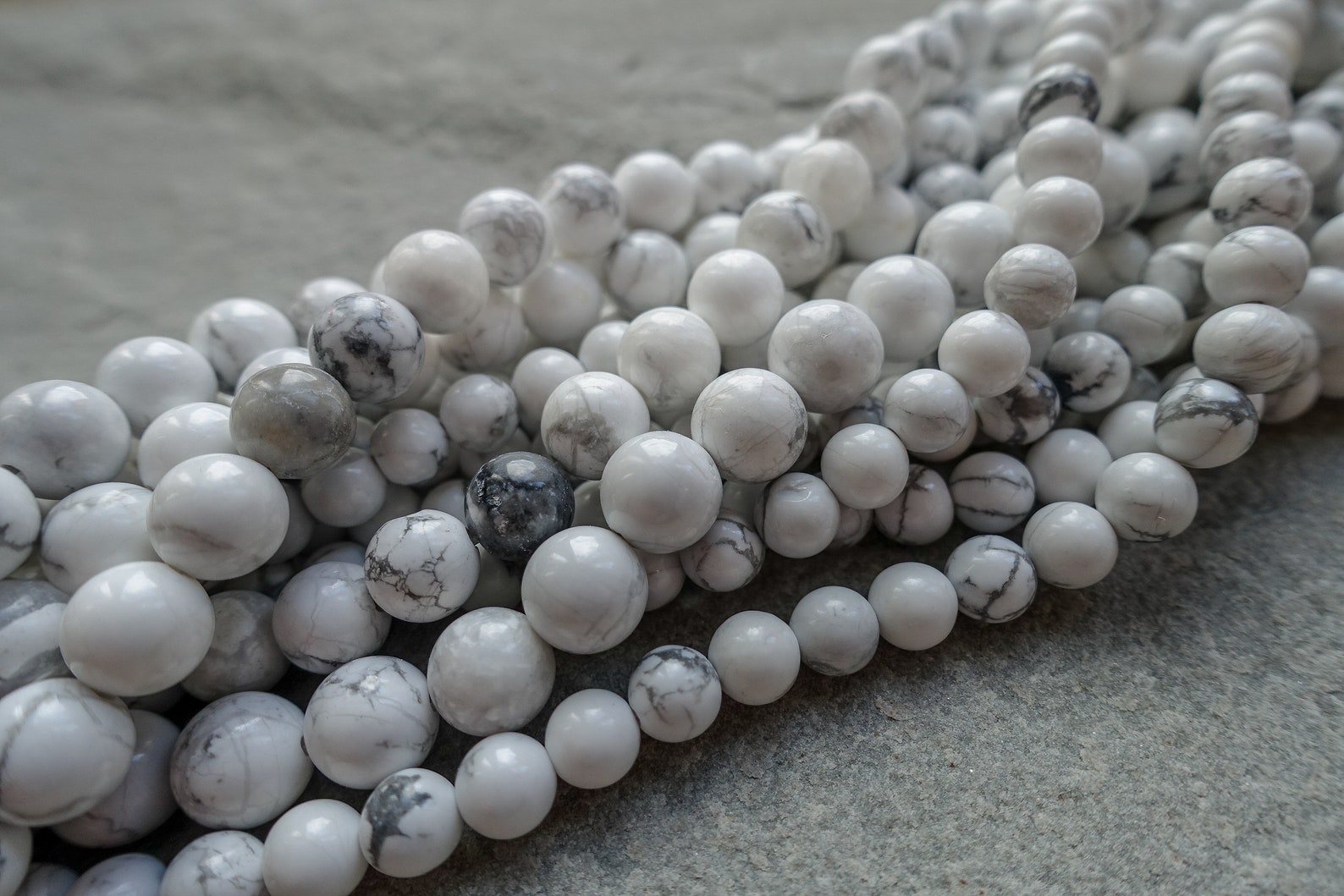3 Sizes - Natural White Howlite Beads, Marble Effect, 4mm 6mm 8mm Beads ...