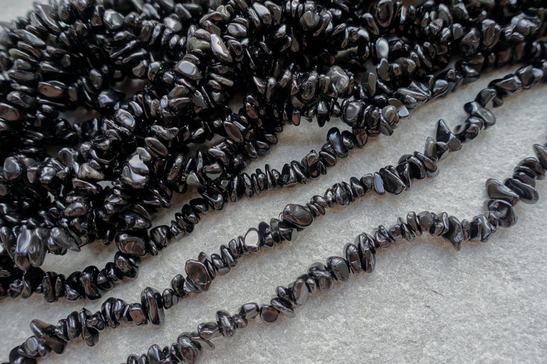 Black Obsidian Chip Beads 5x8mm, Gemstones Chips, Tree of Life Beads ...