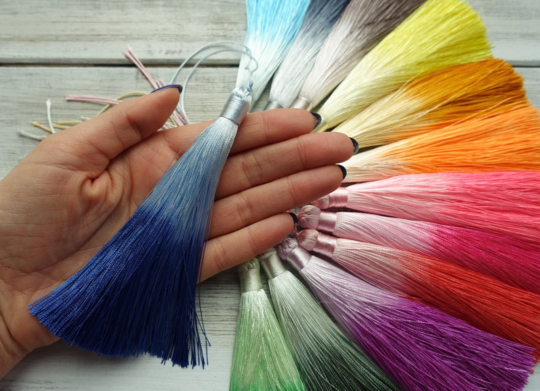 14 Colours - 12cm Silk Mala Tassel, High Quality Gradient Tassels ...