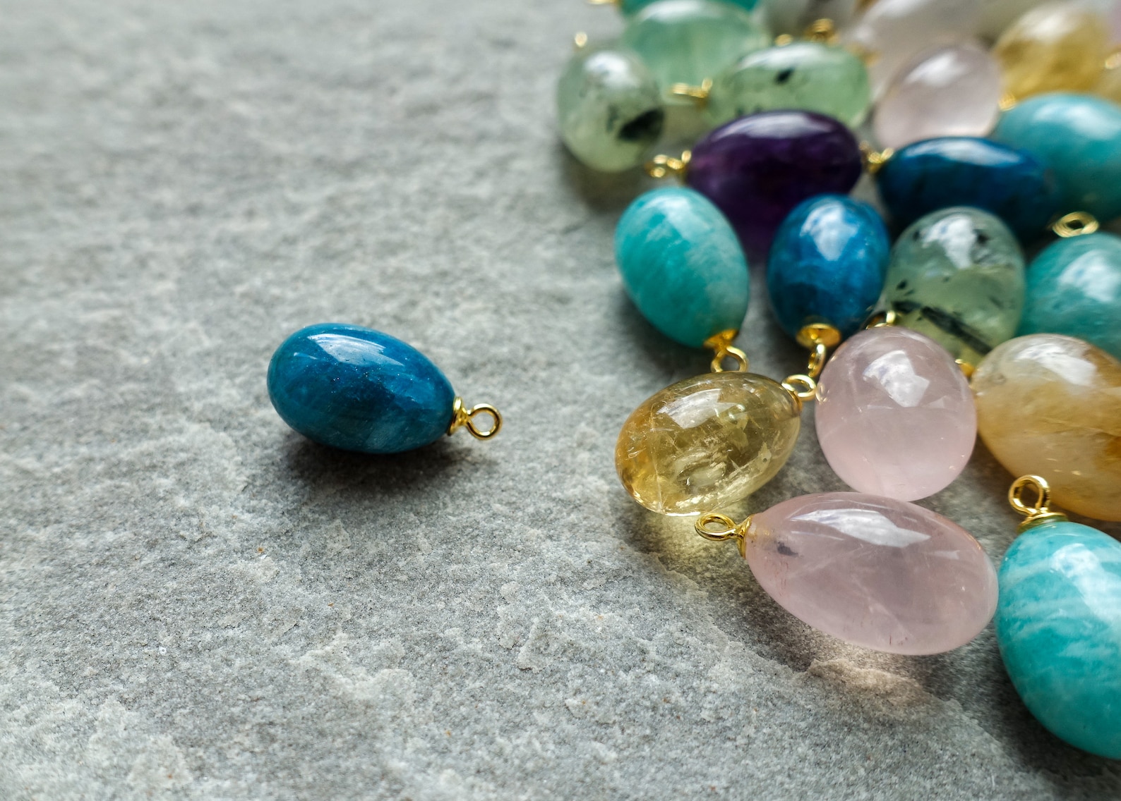8 Colors - 18mm Smooth Gemstone Small Drop Pendant, Grade A Pendant ...