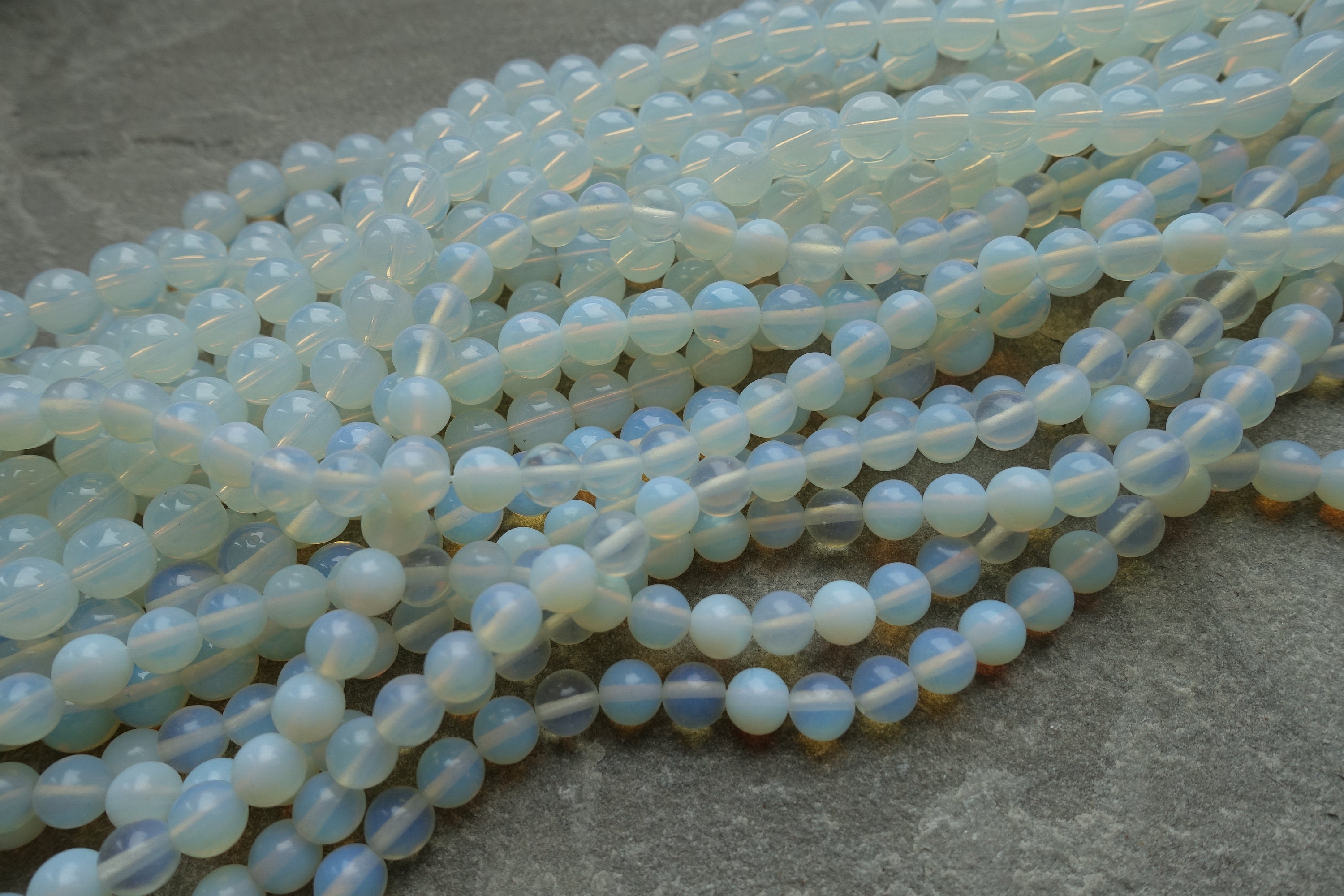 4 Sizes - Manmade Opal Opalite Milky Glass Round Beads, 4mm 6mm 8mm ...