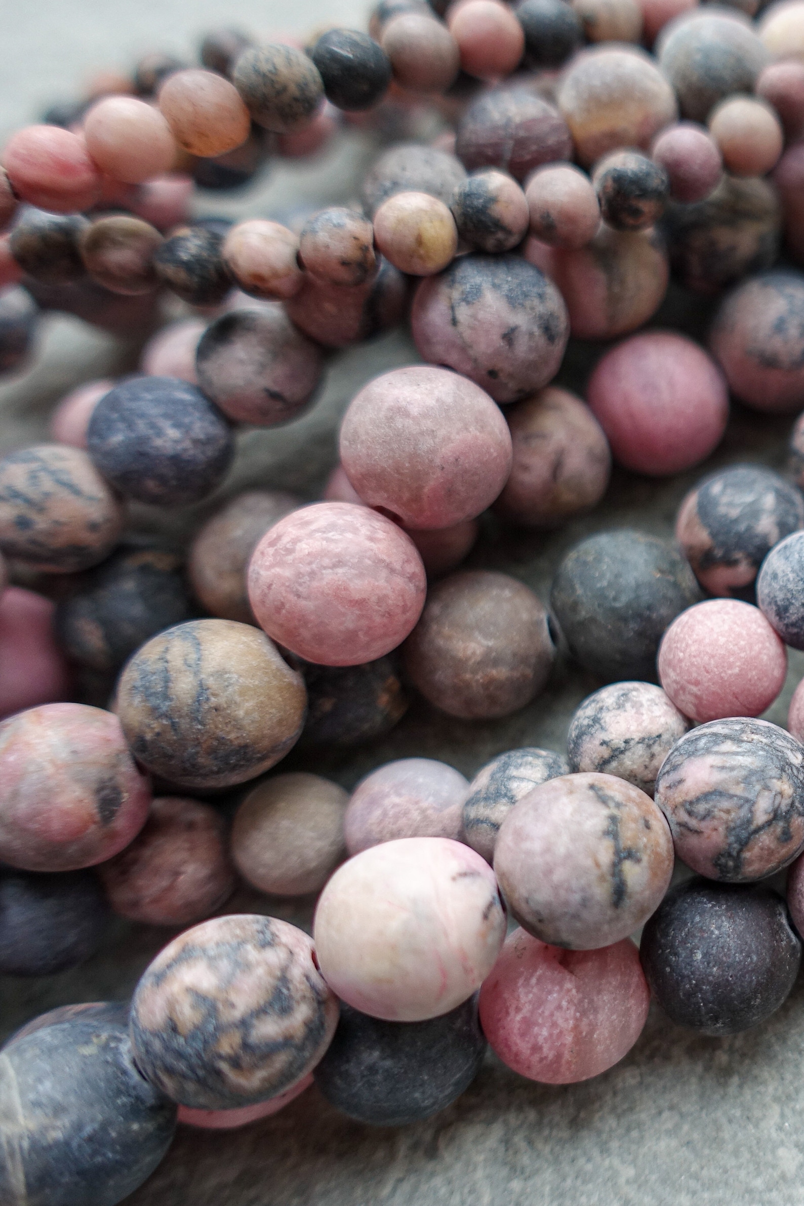Natural Frosted Rhodonite Jasper Beads, 4mm 6mm 8mm Gemstone Matte ...