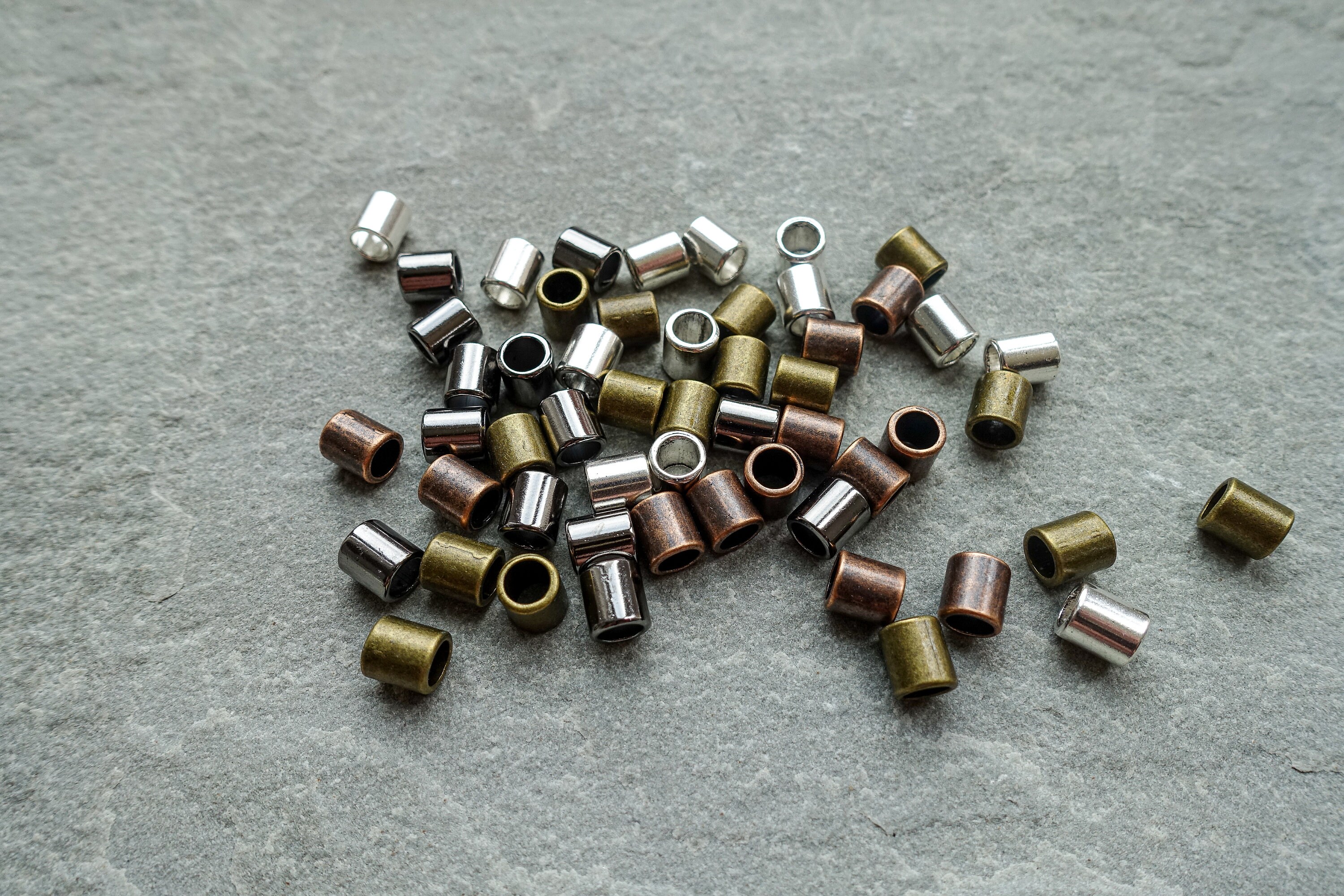 4 Colours - Column Tube Beads, Large Hole Tube Beads, Ring Beads ...