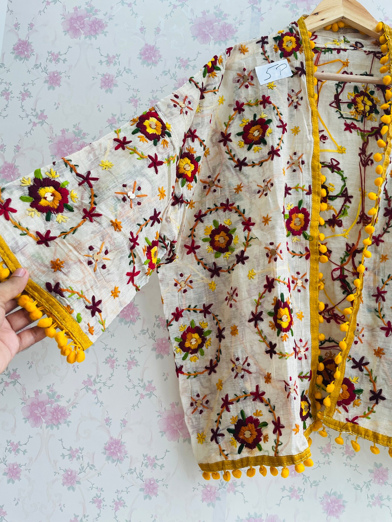 Women's Silk Phulkari Jacket Kimono Embroiderd Short Jacket ...