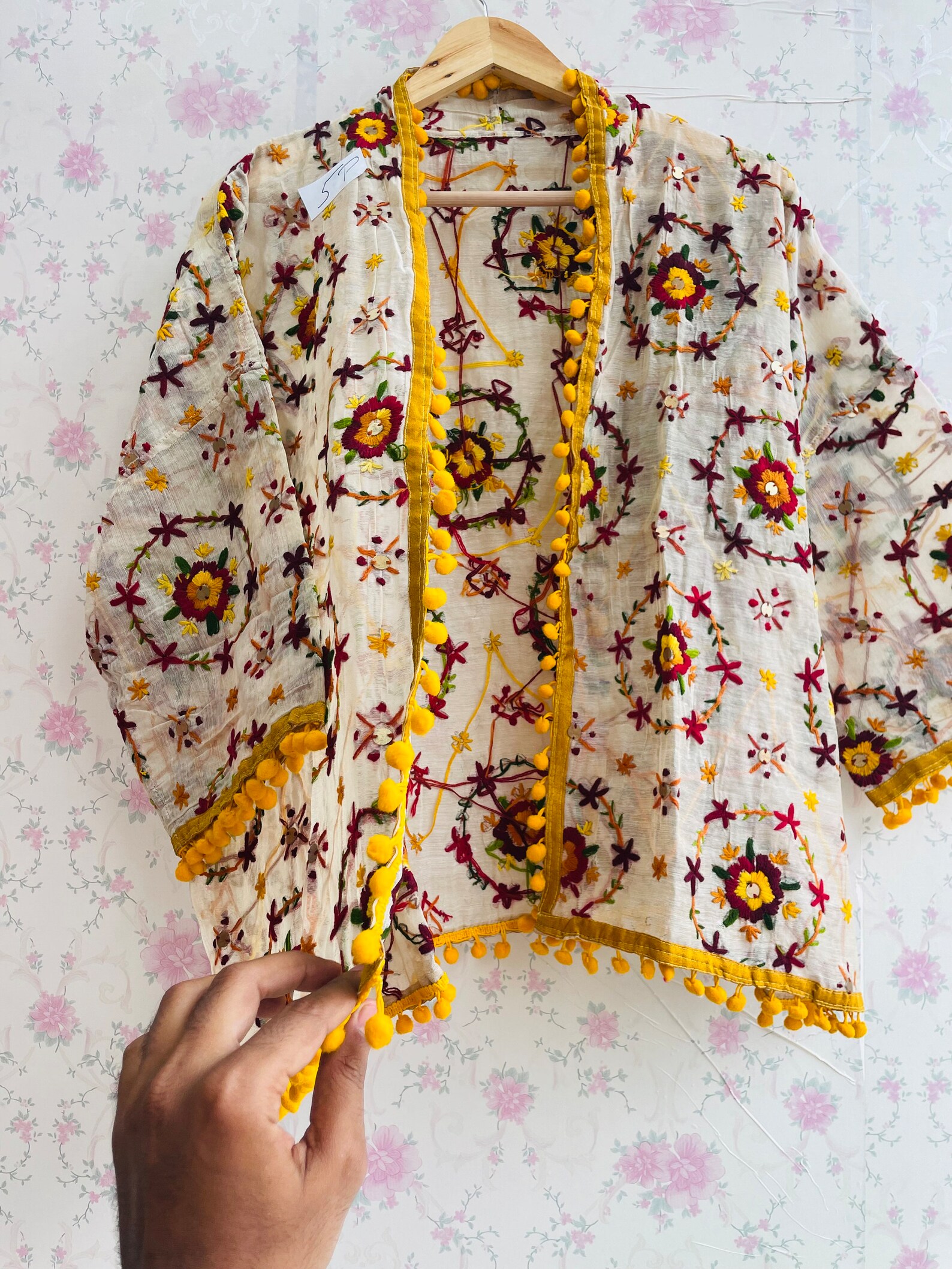 Women's Silk Phulkari Jacket Kimono Embroiderd Short Jacket ...