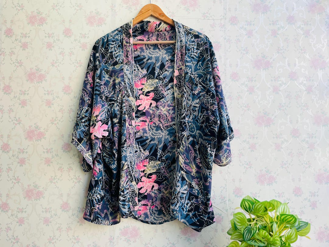 Silk Kimono Jacket Cardigan Duster Jacket Vintage Kimono Bohemian ...