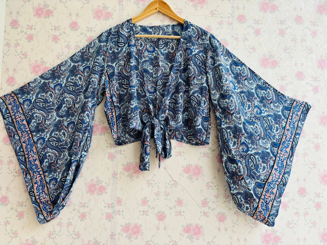 SUMMER SUN TOP Vintage Indian Silk Hippie Retro 70s 60'S Recycled Silk ...