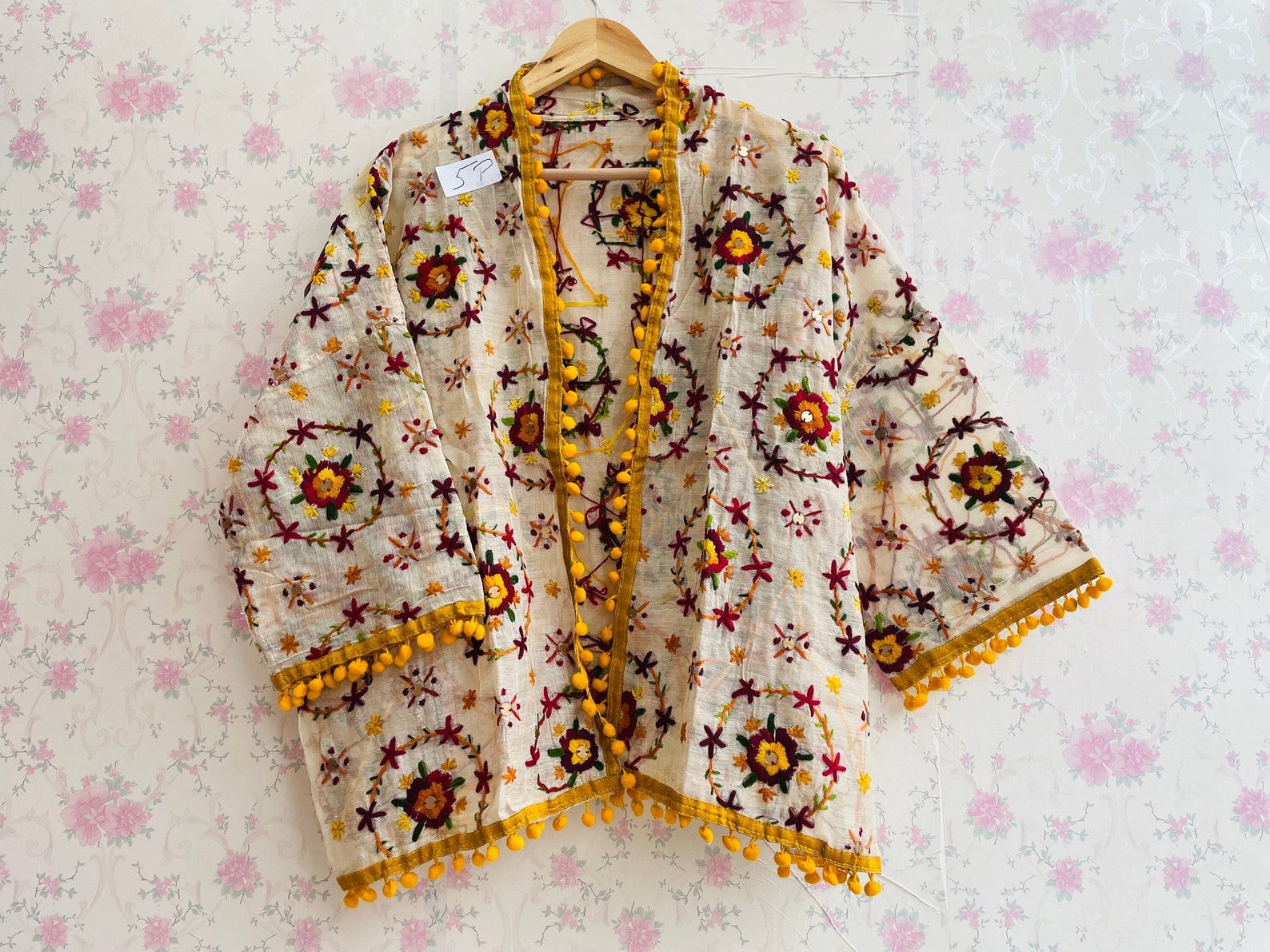 Women's Silk Phulkari Jacket Kimono Embroiderd Short Jacket ...