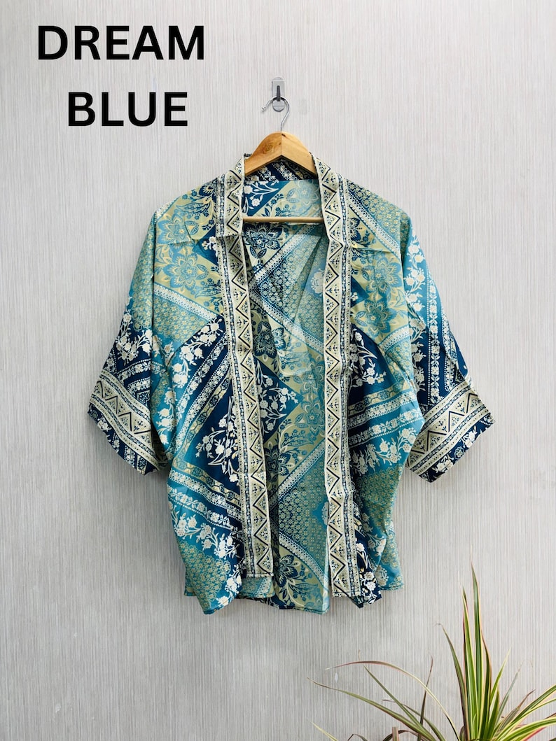 Indian Silk Kimono Boho Floral Kimono Summer Beach Short Jacket Gift ...