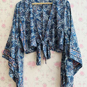SUMMER SUN TOP Vintage Indian Silk Hippie Retro 70s 60'S Recycled Silk ...