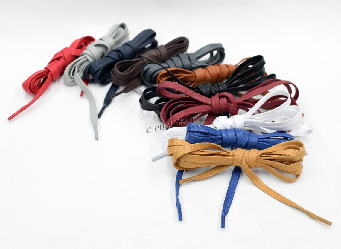 FLAT WAXED Sport Cotton Shoelaces Sneakers Casual Colored Shoe Laces ...