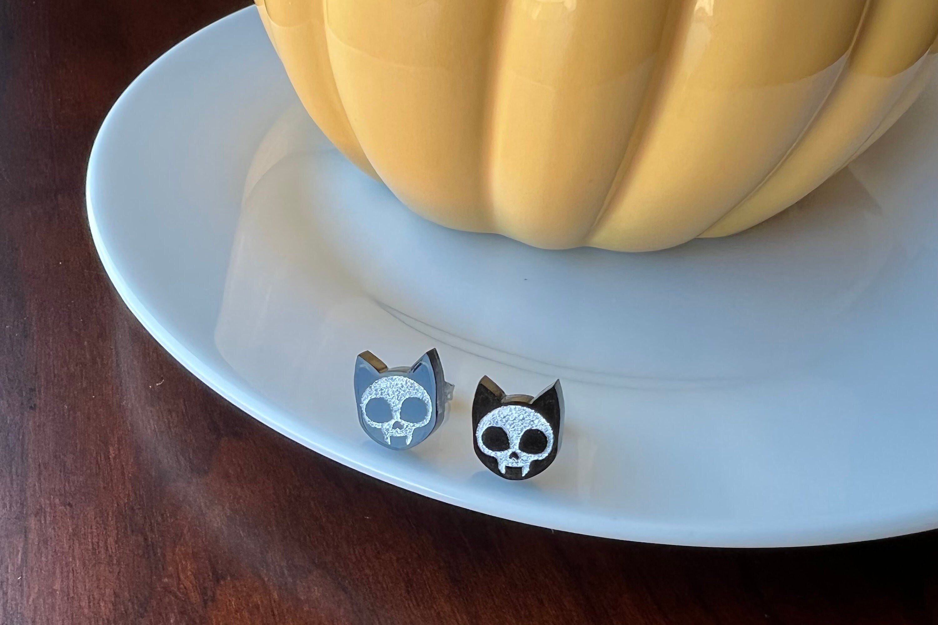 Cat Skull Earrings Cat Skull Jewelry Cat Skeleton Earrings - Etsy