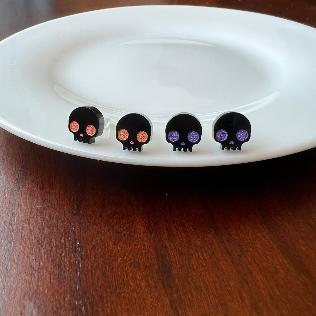 Skull Earring Studs, Skull Studs, Skull Jewelry, Skeleton Earrings ...